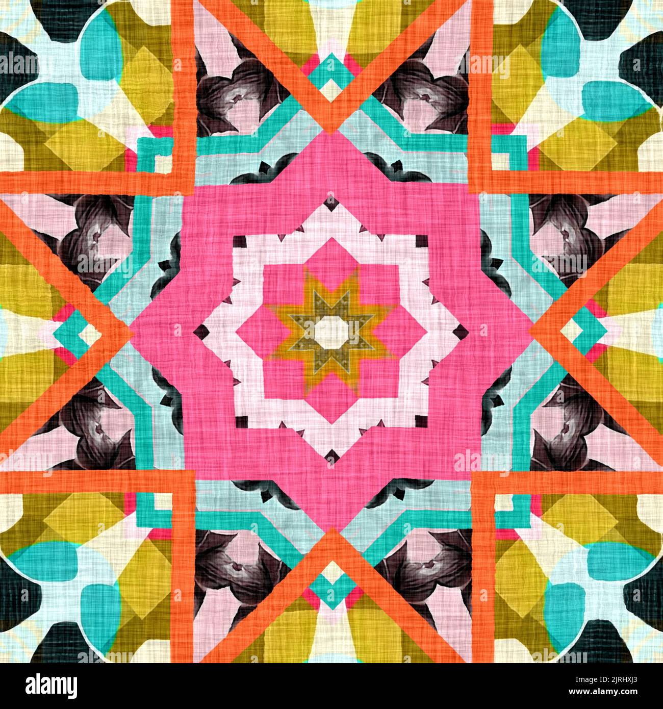 Kitsch pattern geometric retro design in seamless background. Trendy ...