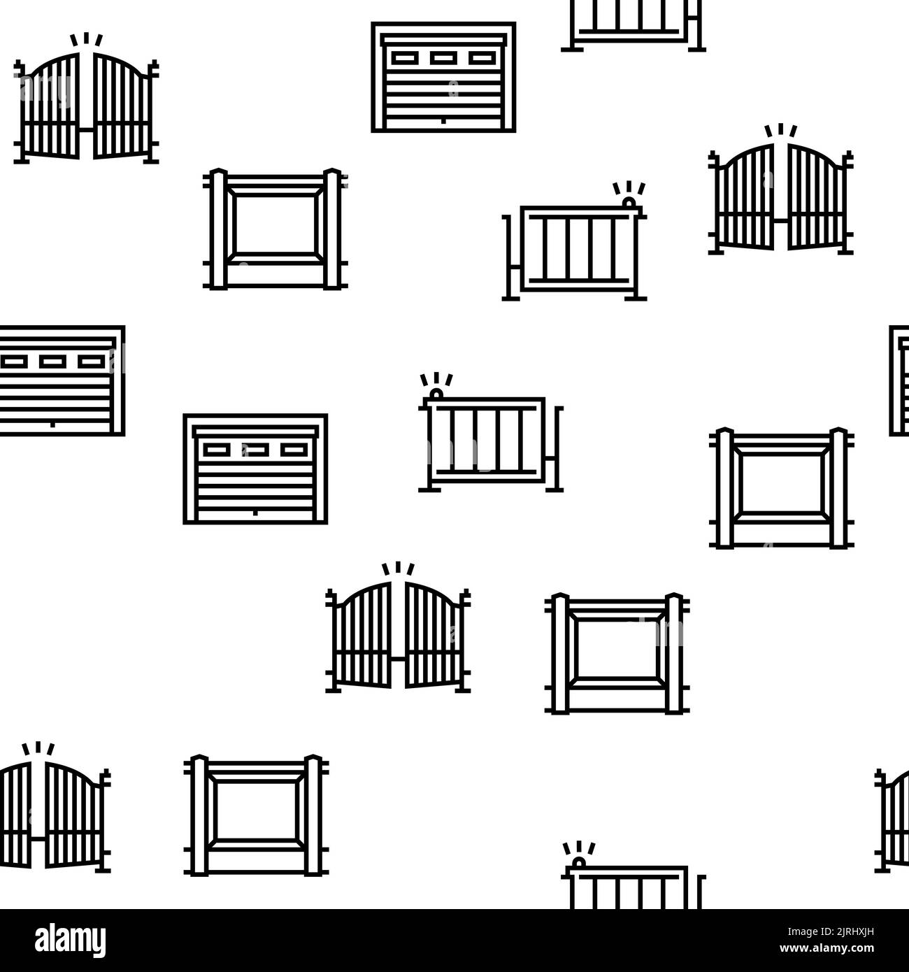 Fence And Gate Exterior Security vector seamless pattern Stock Vector ...