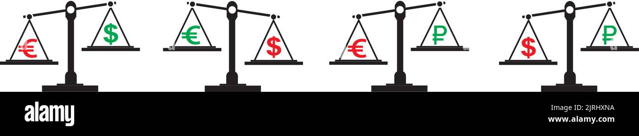 Four scales weighing different currency symbols Stock Vector Image ...