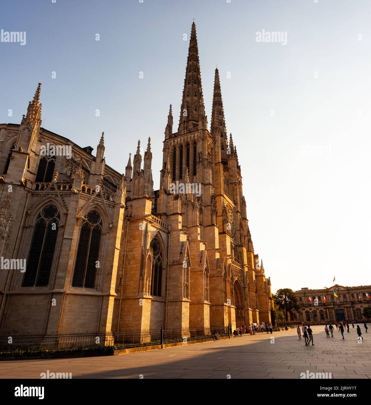 View of the Primatial Cathedral of St Andrew at sunset, Bordeaux ...