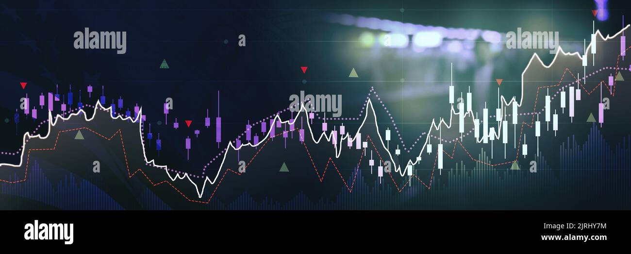 Abstract financial graph with trend line and bar chart of stock market ...