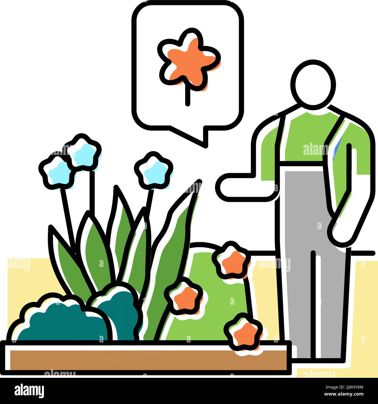 planting and flowerbeds color icon vector illustration Stock Vector ...