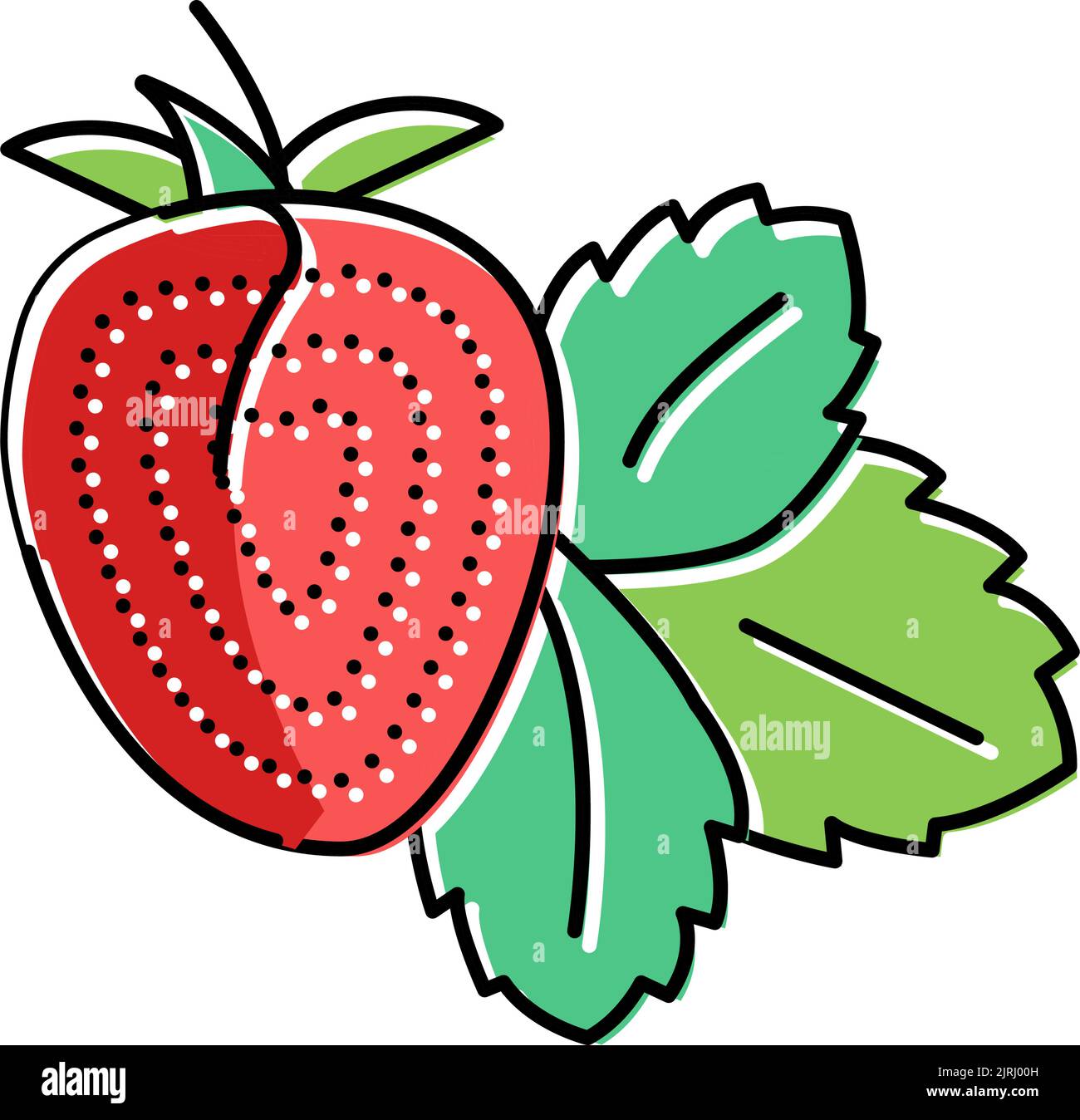 strawberry with leaf color icon vector illustration Stock Vector Image ...
