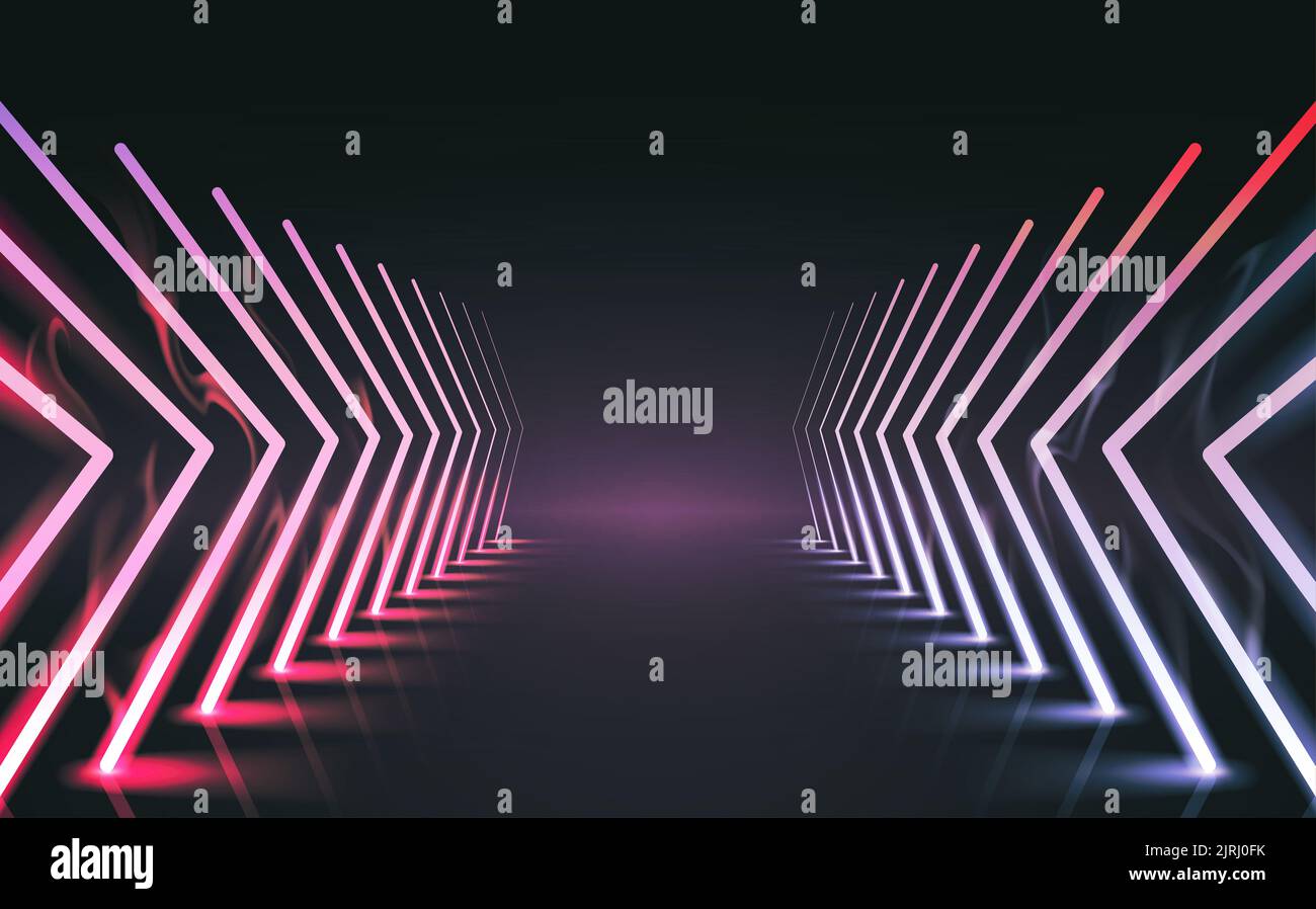 Abstract neon light arrows background Stock Photo - Alamy