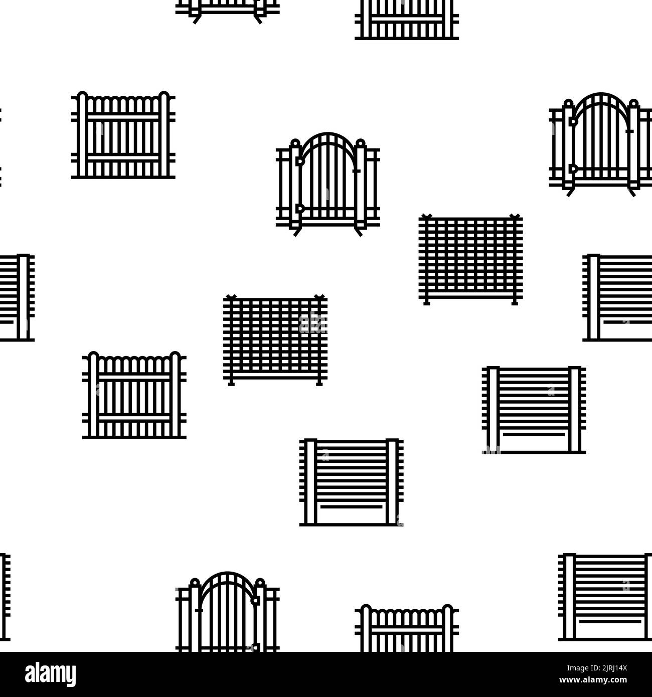 Fence And Gate Exterior Security vector seamless pattern Stock Vector ...