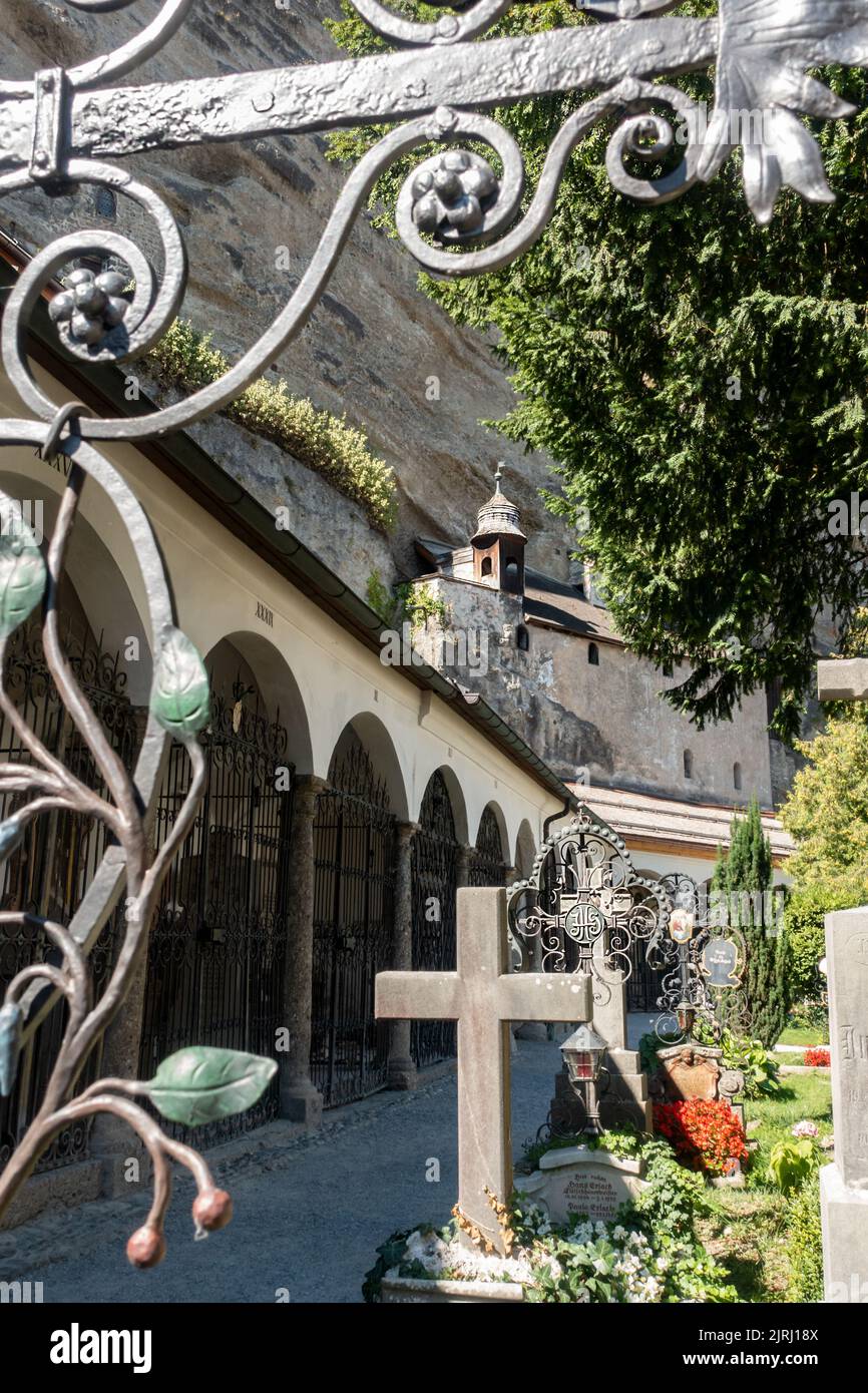 A vertical shot of St. Peter's Abbey and Cemetery, Salzburg, Austria ...