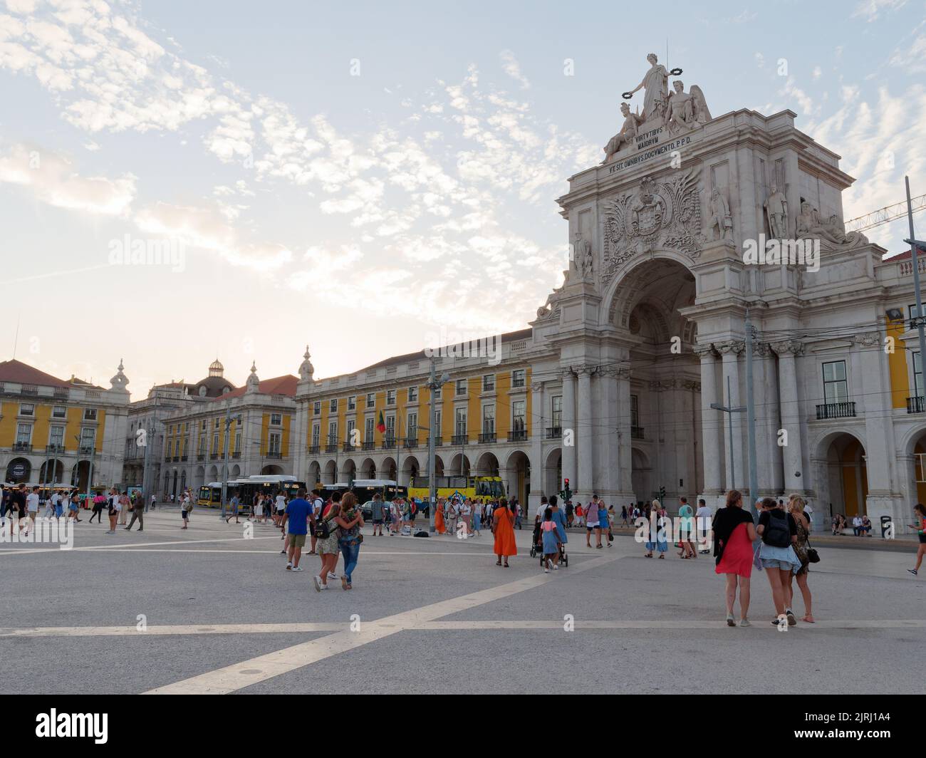 Commercial Square and the Rua Augusta Arch in Lisbon, Portugal Stock ...