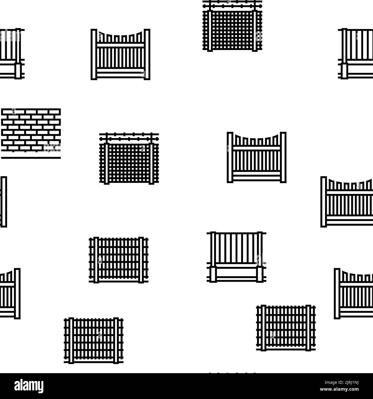 Fence And Gate Exterior Security vector seamless pattern Stock Vector ...