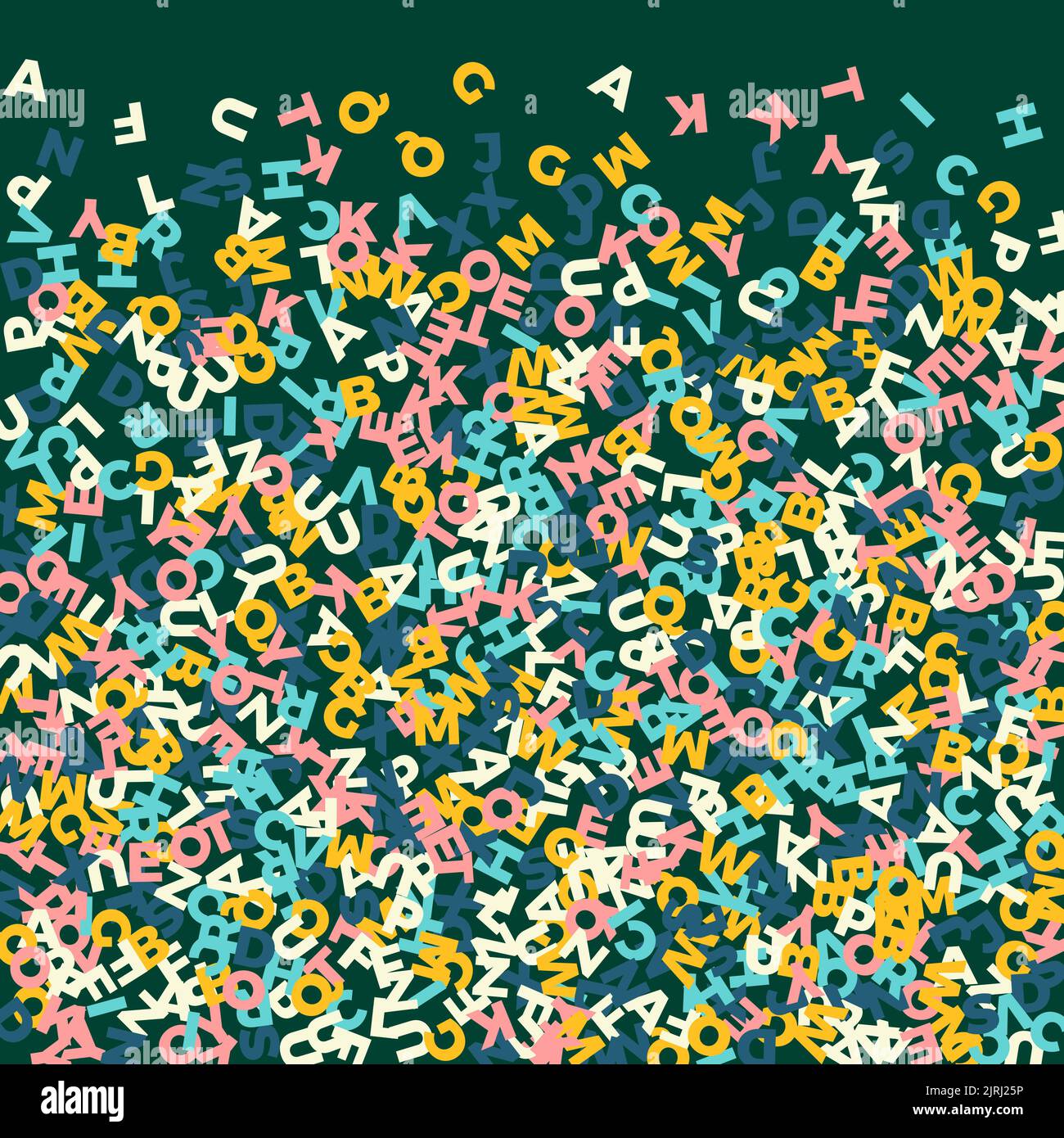 Falling letters of English language. Pastel flying words of Latin ...