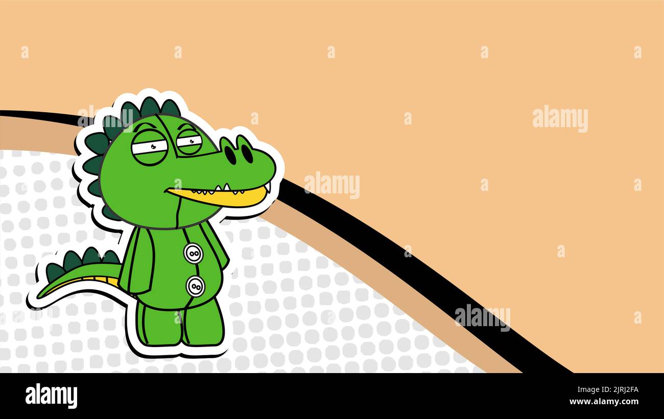 standing crocodile plush toy sticker cartoon background in vector ...