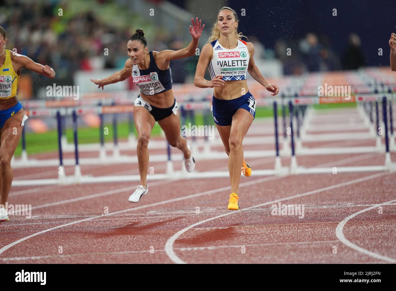 Laura Valette running the 100m hurdles at the European Athletics ...