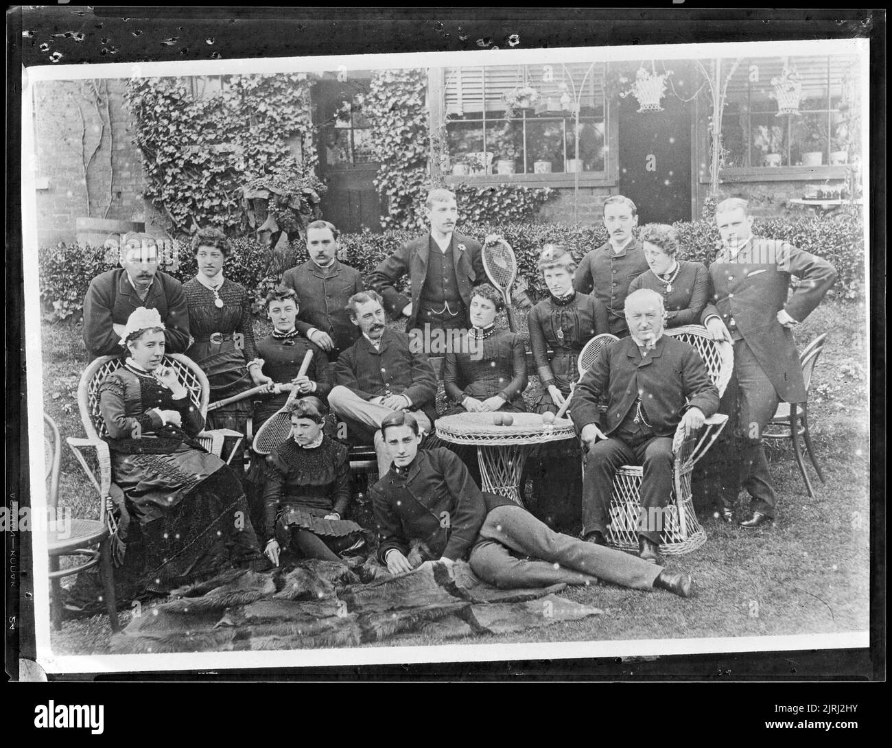 Group of people with tennis racquets, circa 1935, New Zealand, by ...