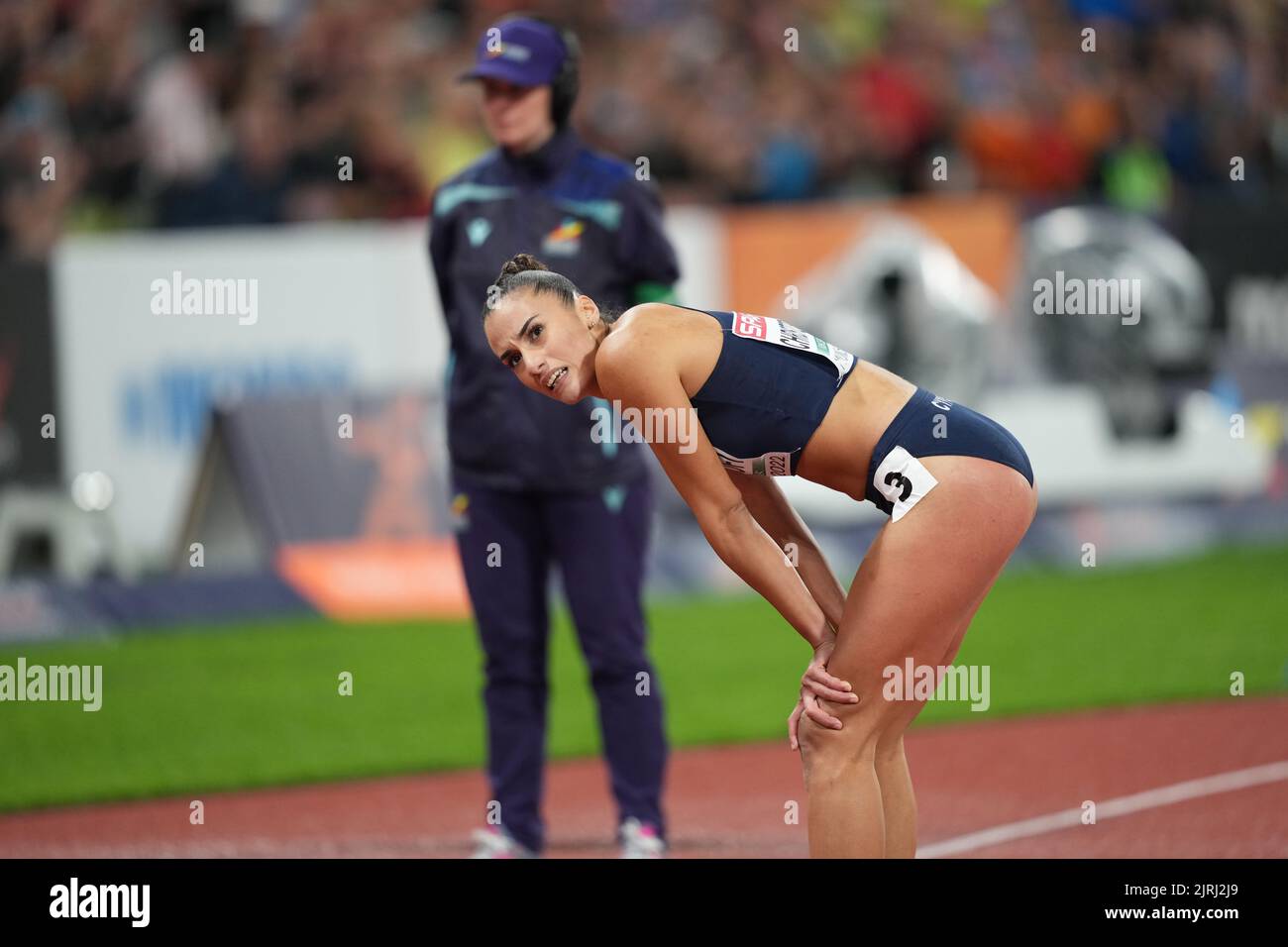 Natalia Christofi running the 100m hurdles at the European Athletics ...