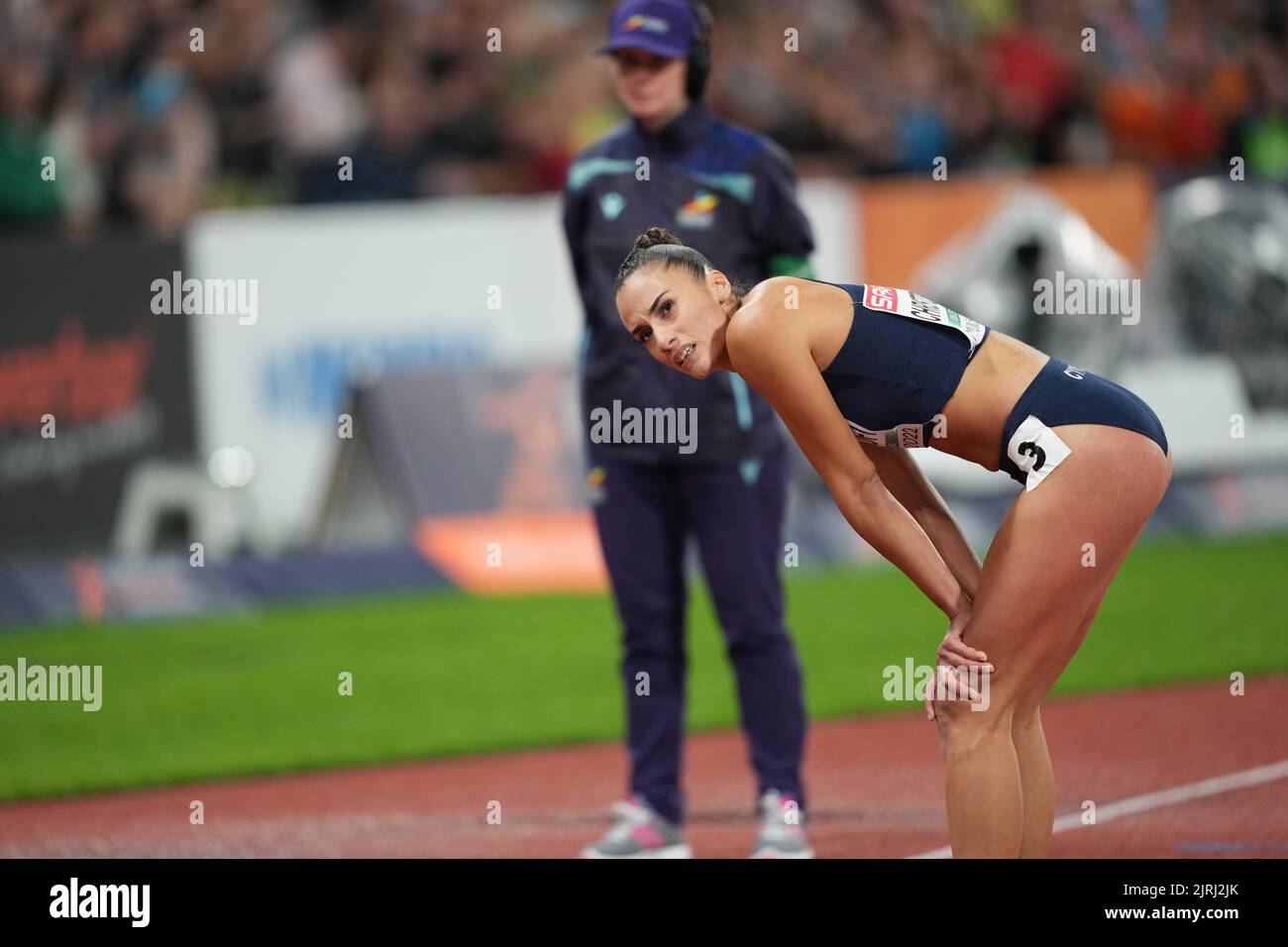 Natalia Christofi running the 100m hurdles at the European Athletics ...