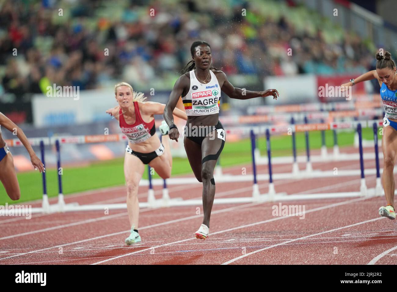 Anne Zagré running the 100m hurdles at the European Athletics ...