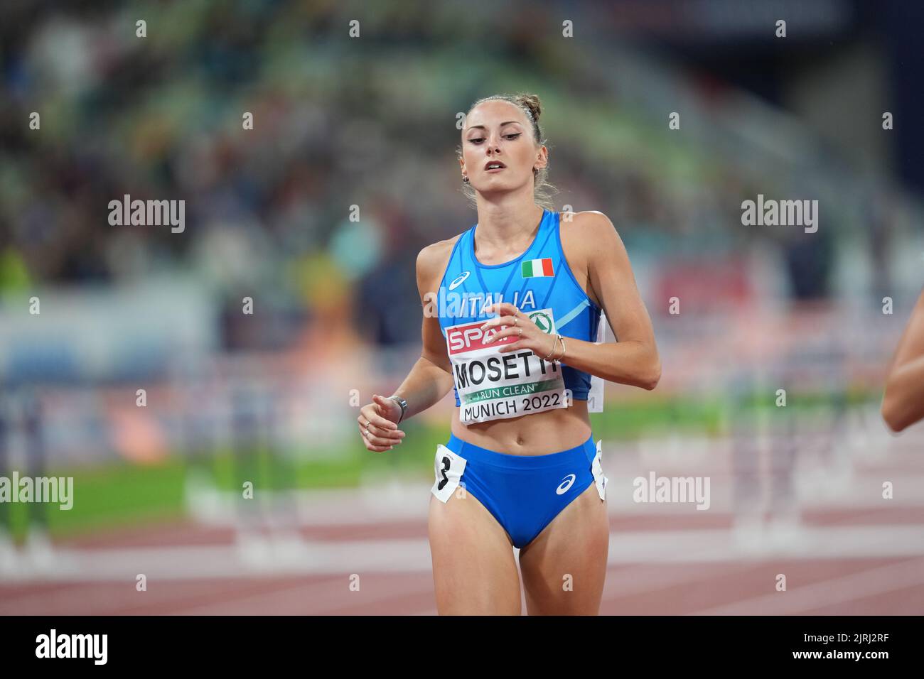 Nicla Mosetti running the 100m hurdles at the European Athletics ...