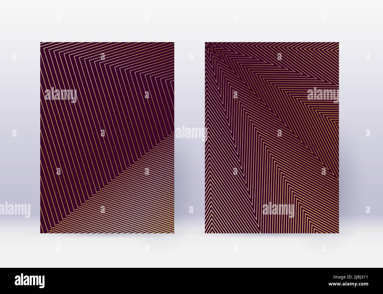 Cover design template set. Abstract lines modern brochure layout. Gold ...