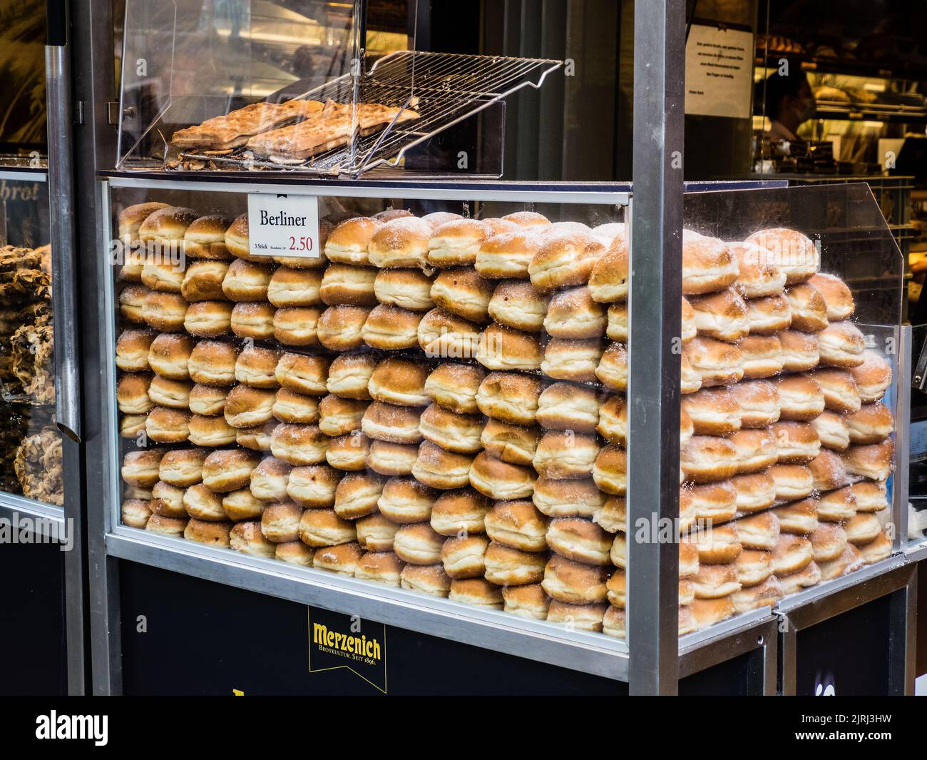 Traditional Berliner cakes on sale in Cologne, Cermany Stock Photo - Alamy