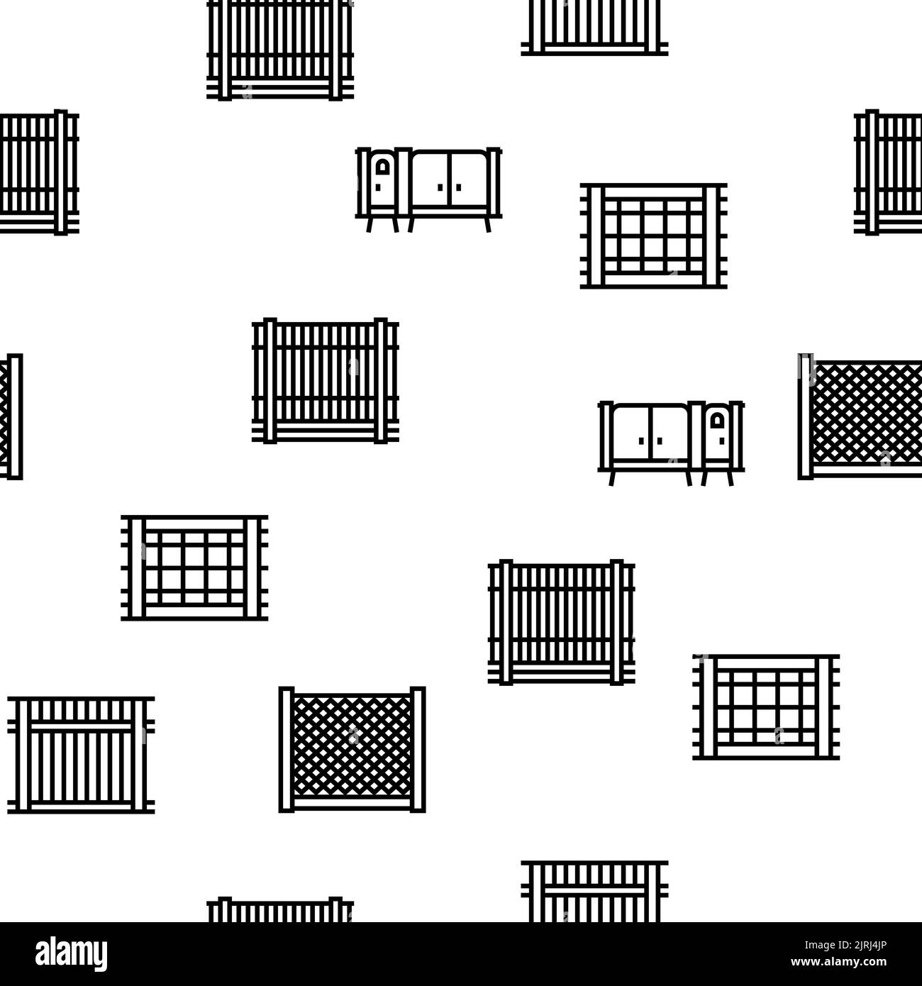 Fence And Gate Exterior Security vector seamless pattern Stock Vector ...