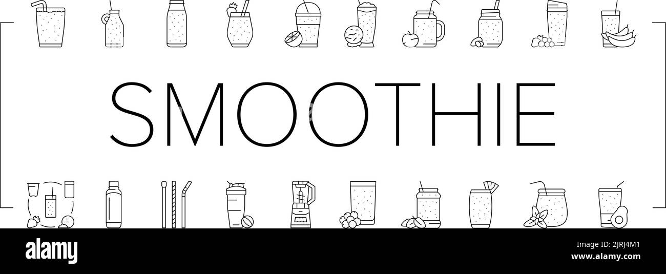 smoothie fruit juice food shake icons set vector Stock Vector Image ...