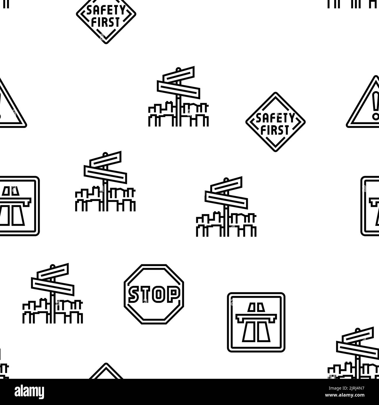 Traffic Sign Road Information vector seamless pattern Stock Vector ...