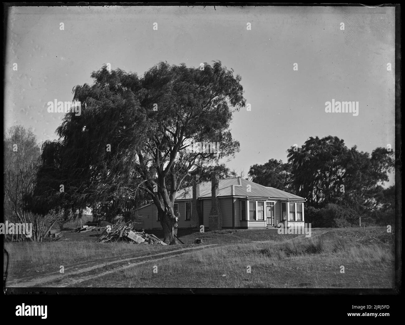 Wooden House with Two Brick Chimneys, 1909, by Fred Brockett Stock ...