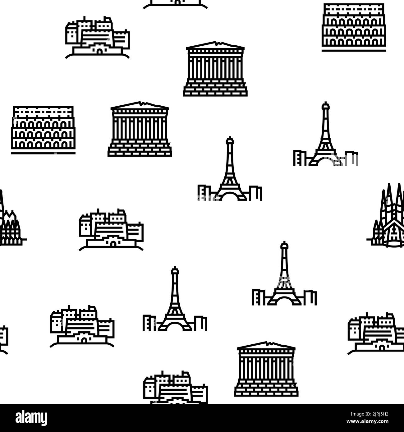 Europe Monument Construction vector seamless pattern Stock Vector Image ...