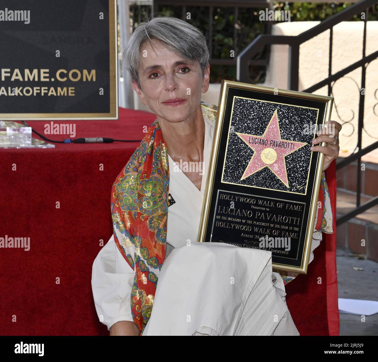 Los Angeles, United States. 24th Aug, 2022. Cristina Pavarotti holds a ...