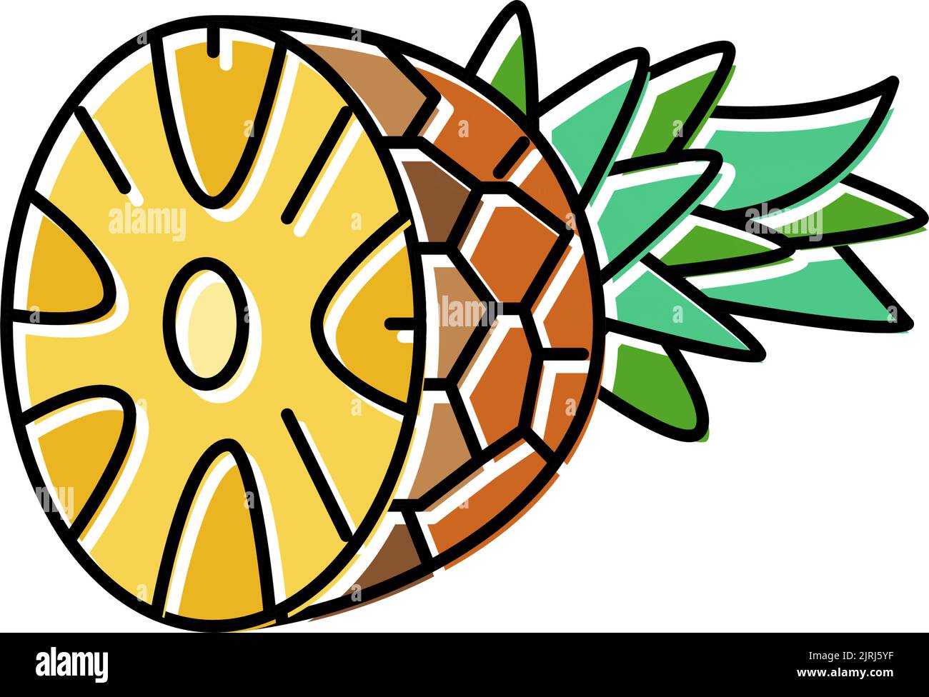 pineapple one cut piece color icon vector illustration Stock Vector ...