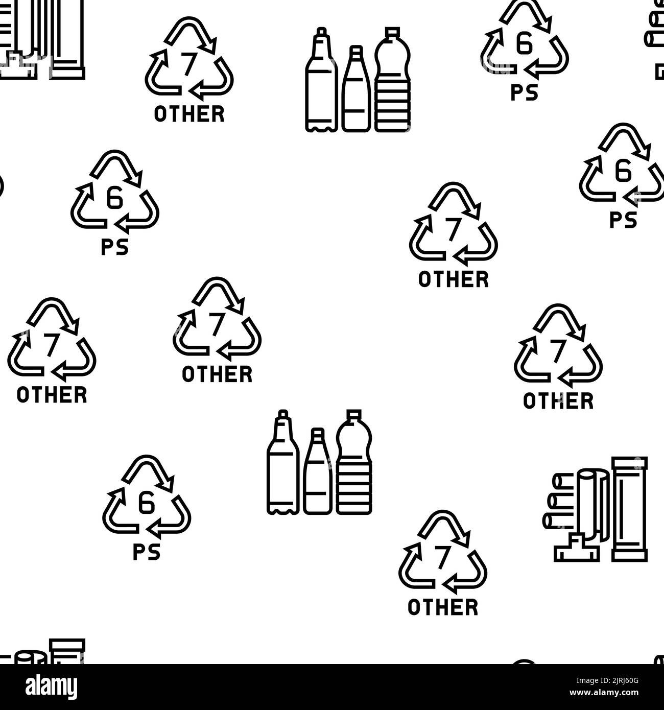 Plastic Waste Nature Environment vector seamless pattern Stock Vector ...