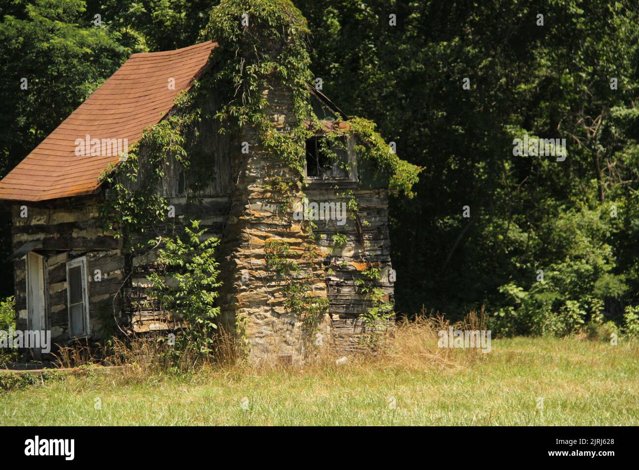 Abandoned log house in Virginia's countryside, USA Stock Photo - Alamy