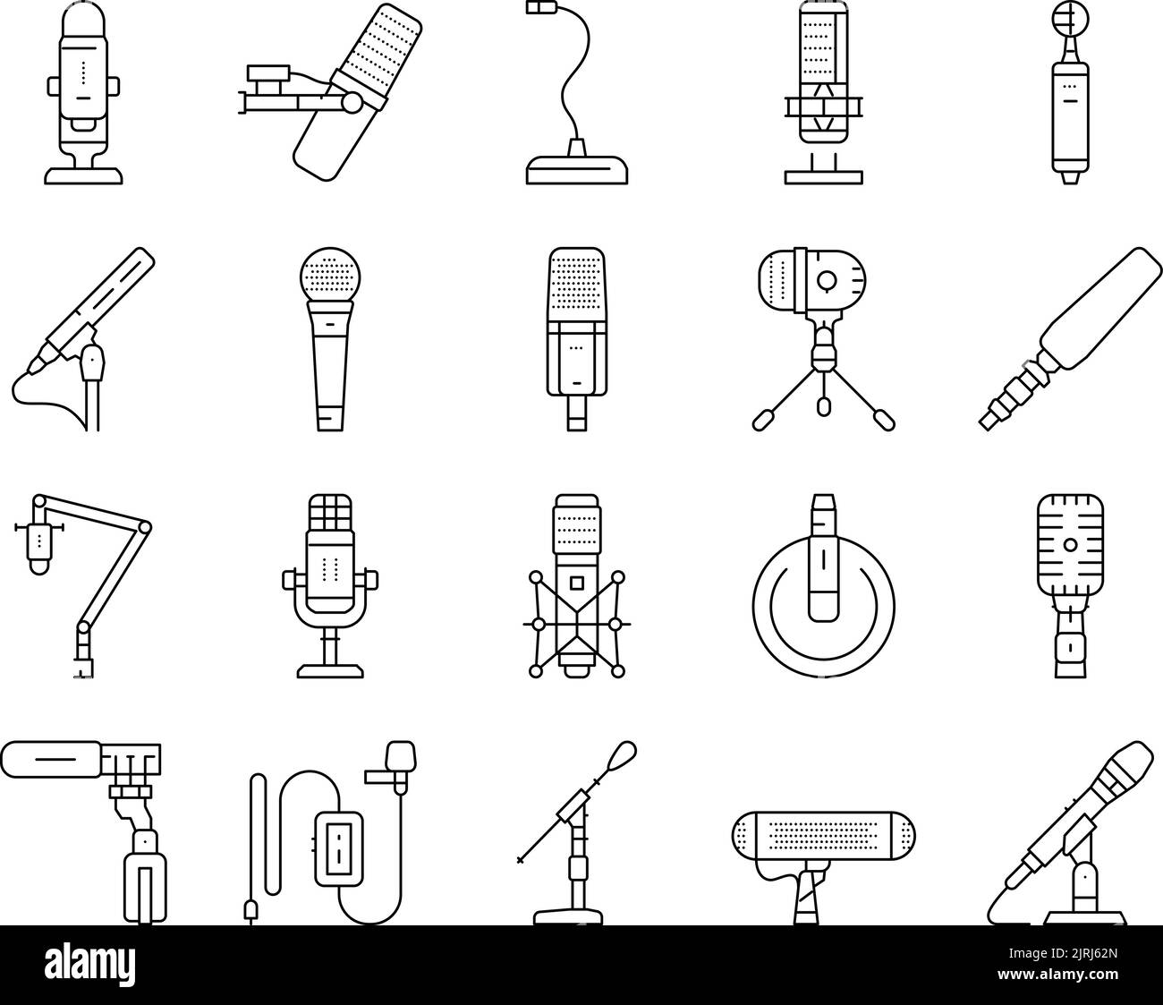 mic microphone voice podcast icons set vector Stock Vector Image & Art ...