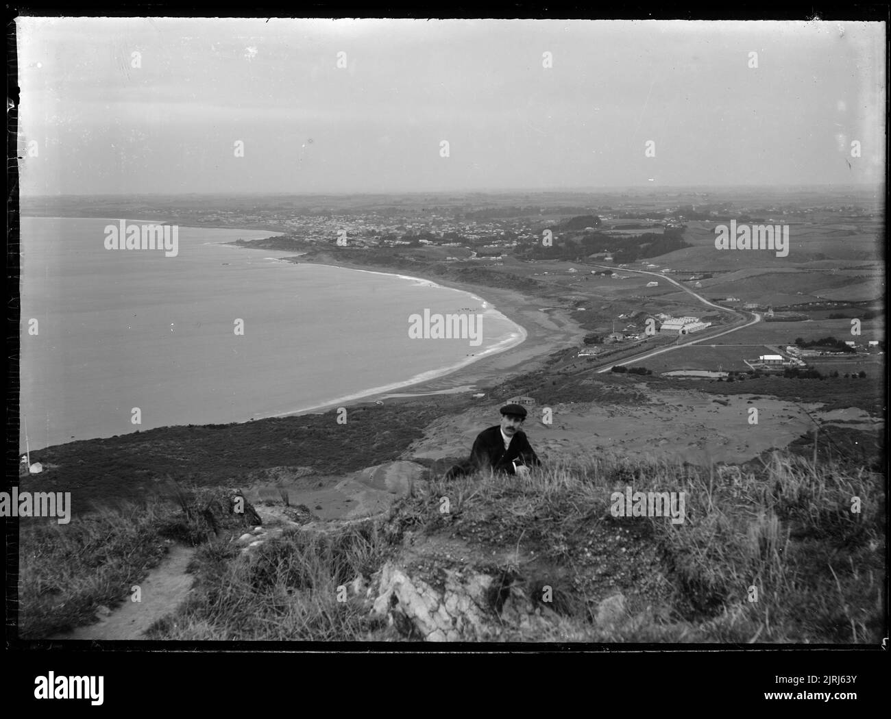 New Plymouth from Paritutu Rock, circa 1908, Taranaki, by Fred Brockett ...