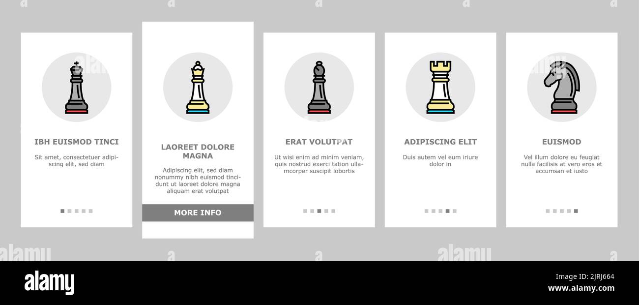 Chess Smart Strategy Game Figure onboarding icons set vector Stock ...