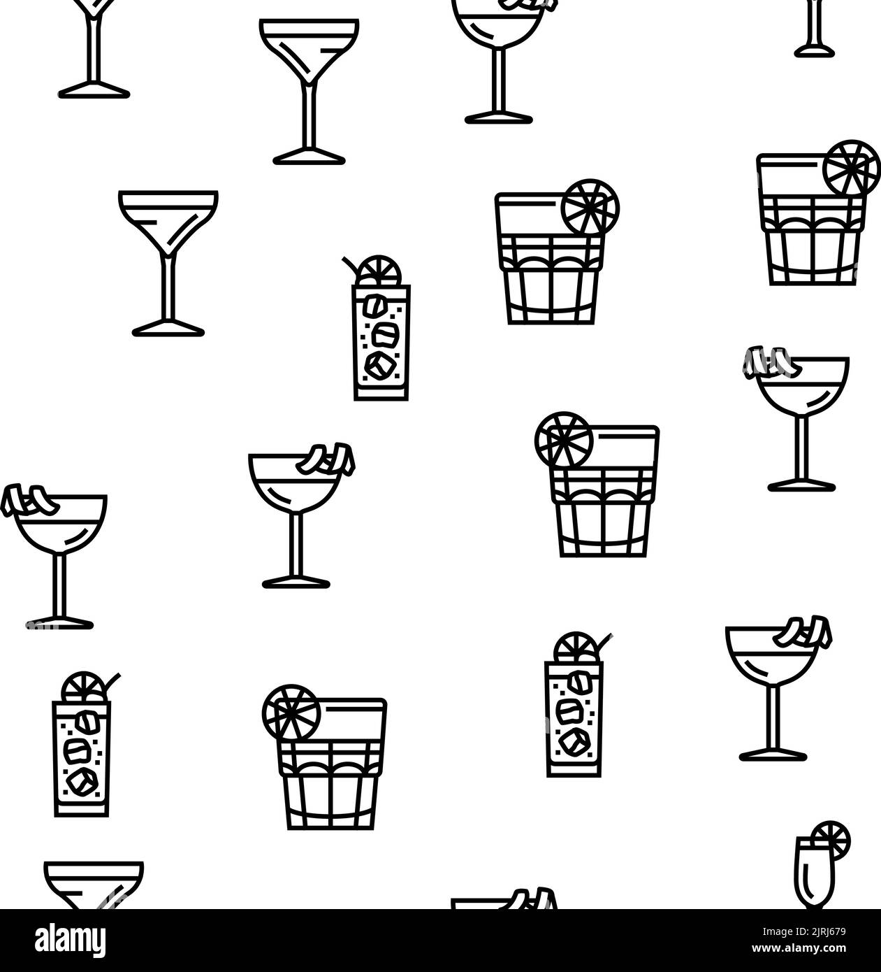 cocktail glass drink alcohol bar vector seamless pattern Stock Vector ...