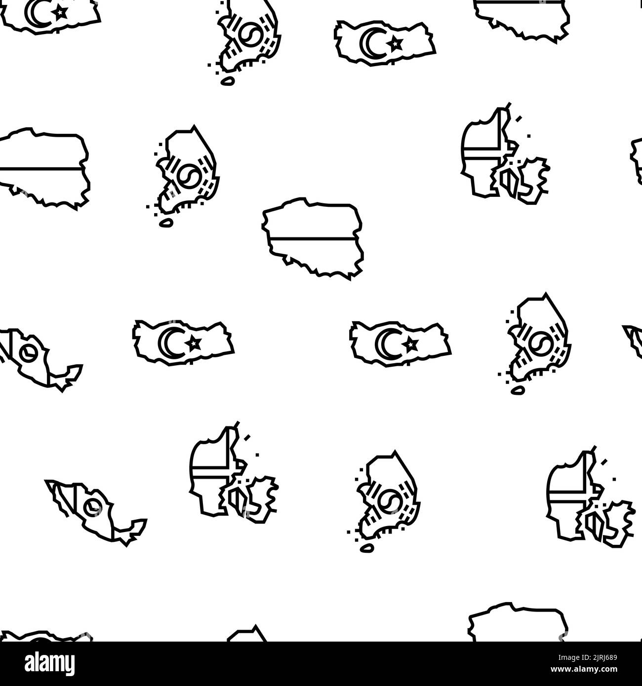 country world map global travel vector seamless pattern Stock Vector ...