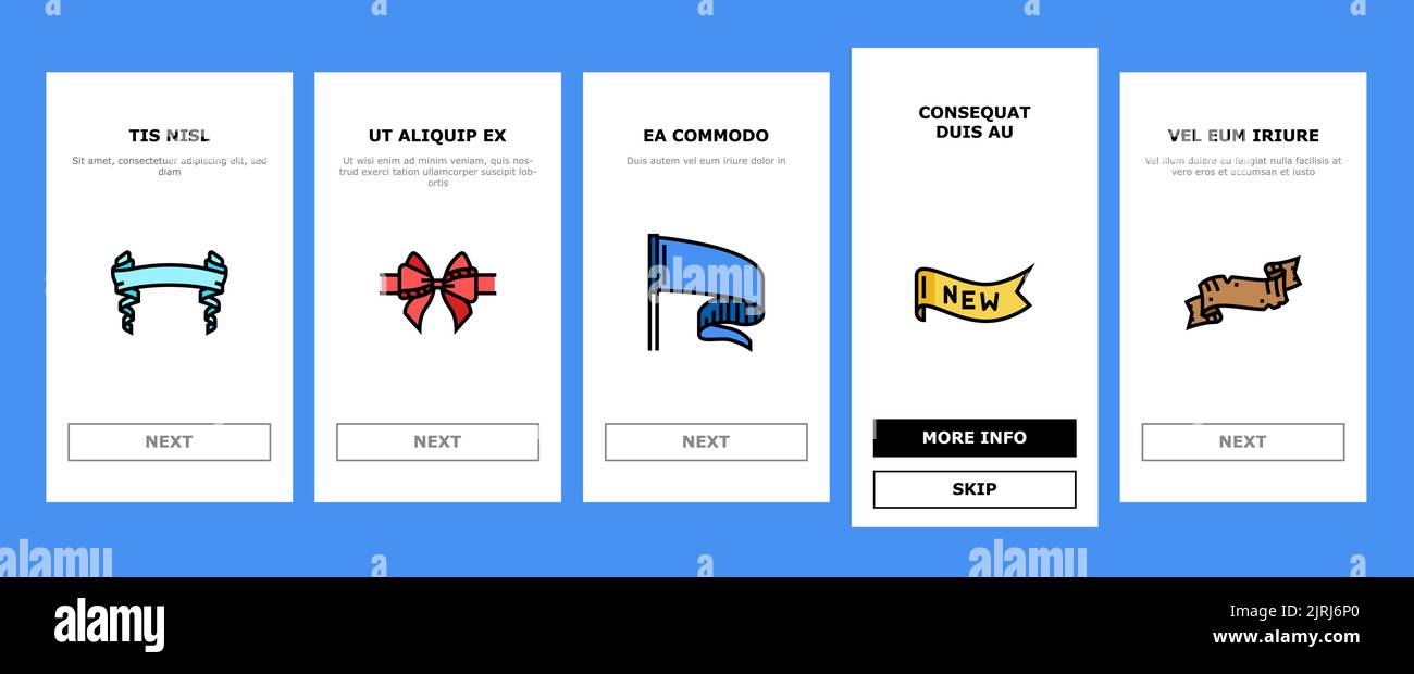 ribbon red banner design gift onboarding icons set vector Stock Vector ...