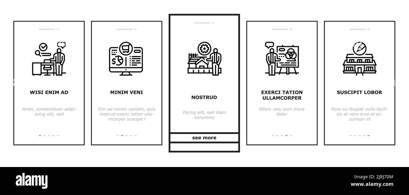 Room Interior Design Home Modern Onboarding Icons Set Vector Stock