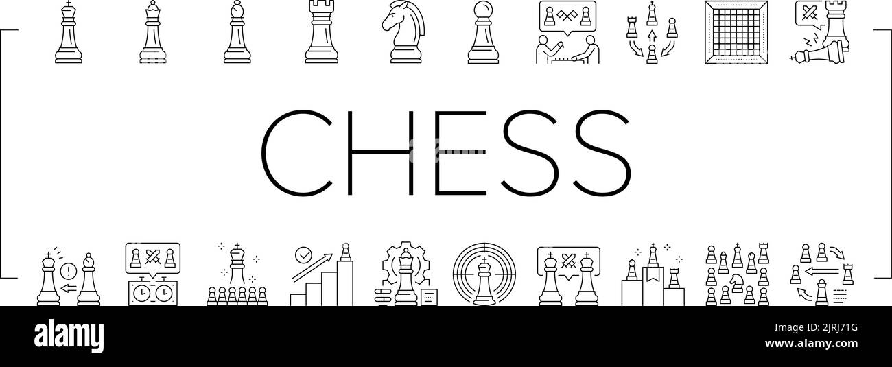 Chess Smart Strategy Game Figure Icons Set Vector Stock Vector Image ...