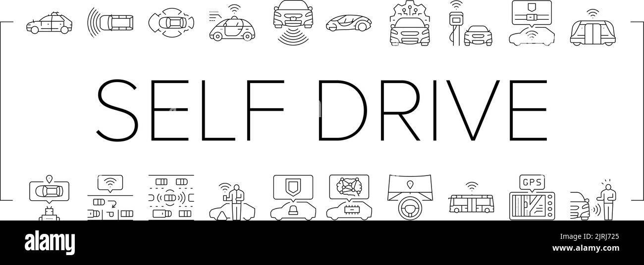 car self vehicle drive smart auto icons set vector Stock Vector Image ...