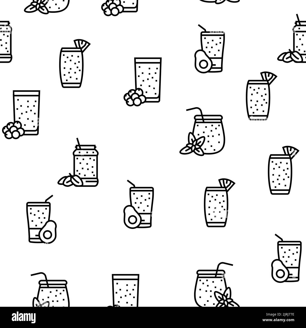 smoothie fruit juice food shake vector seamless pattern Stock Vector ...