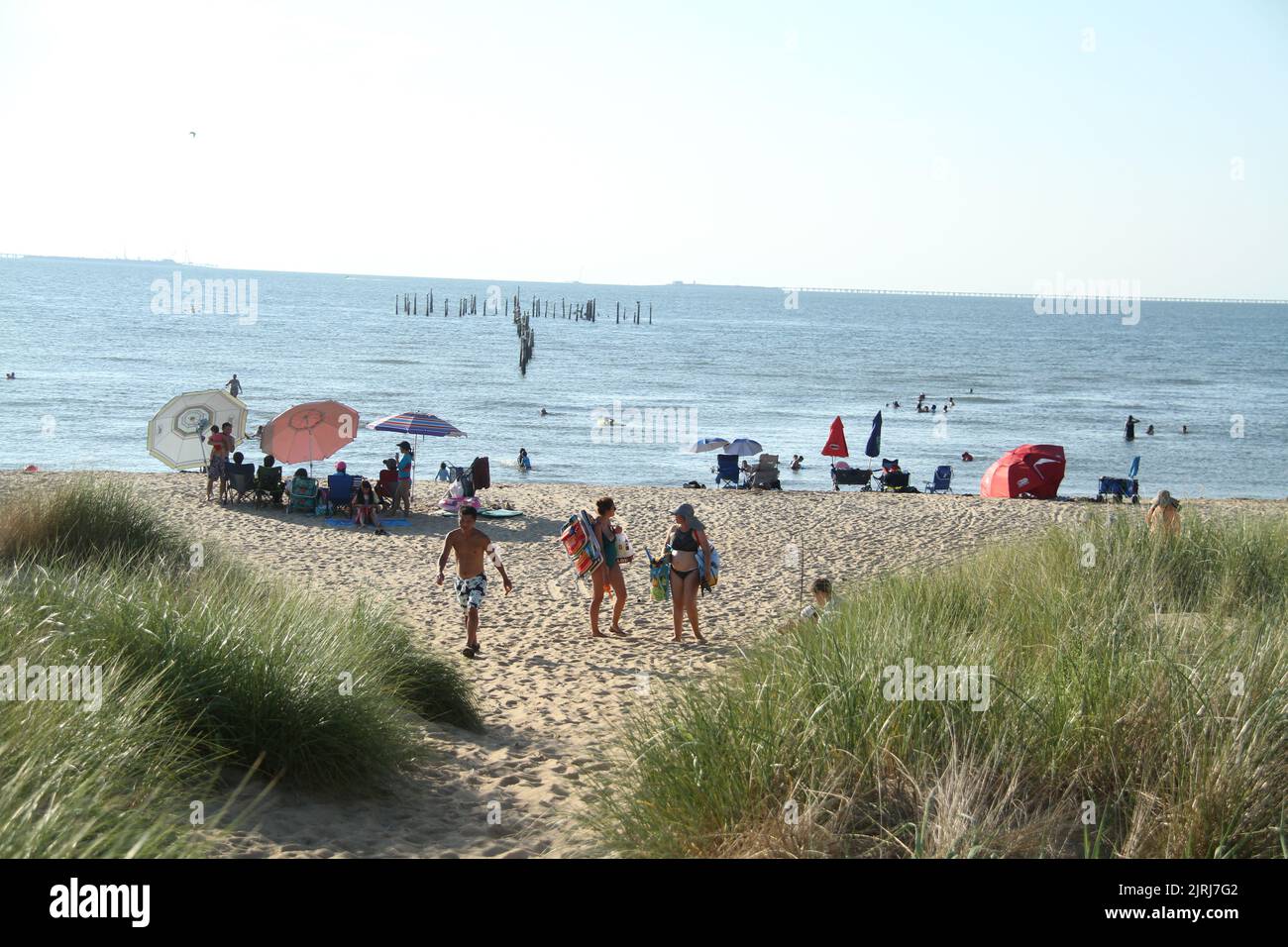 People on the beach at First Landing State Park, VA, USA Stock Photo ...