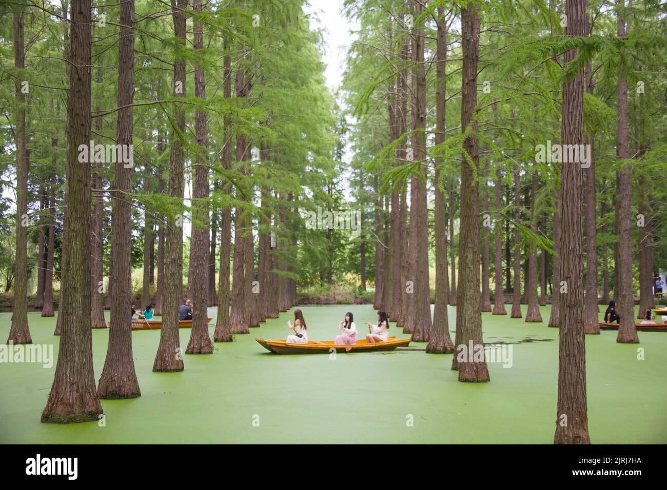 YANGZHOU, CHINA - AUGUST 24, 2022 - Tourists play at Luyang Lake ...