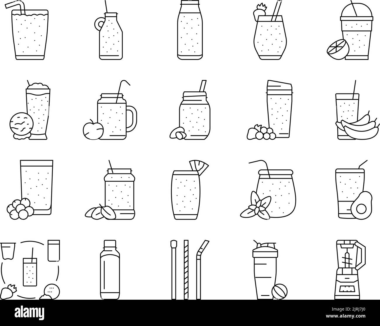 smoothie fruit juice food shake icons set vector Stock Vector Image ...