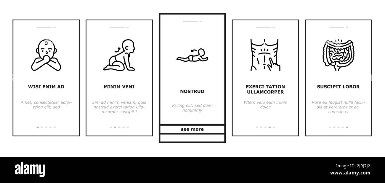 Reflex Of Human Neurology System onboarding icons set vector Stock ...