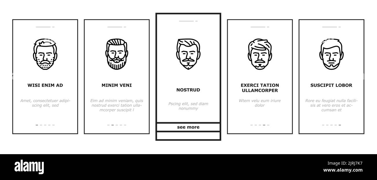 beard hair style face male onboarding icons set vector Stock Vector ...