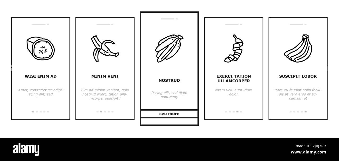 banana fruit food yellow white onboarding icons set vector Stock Vector ...