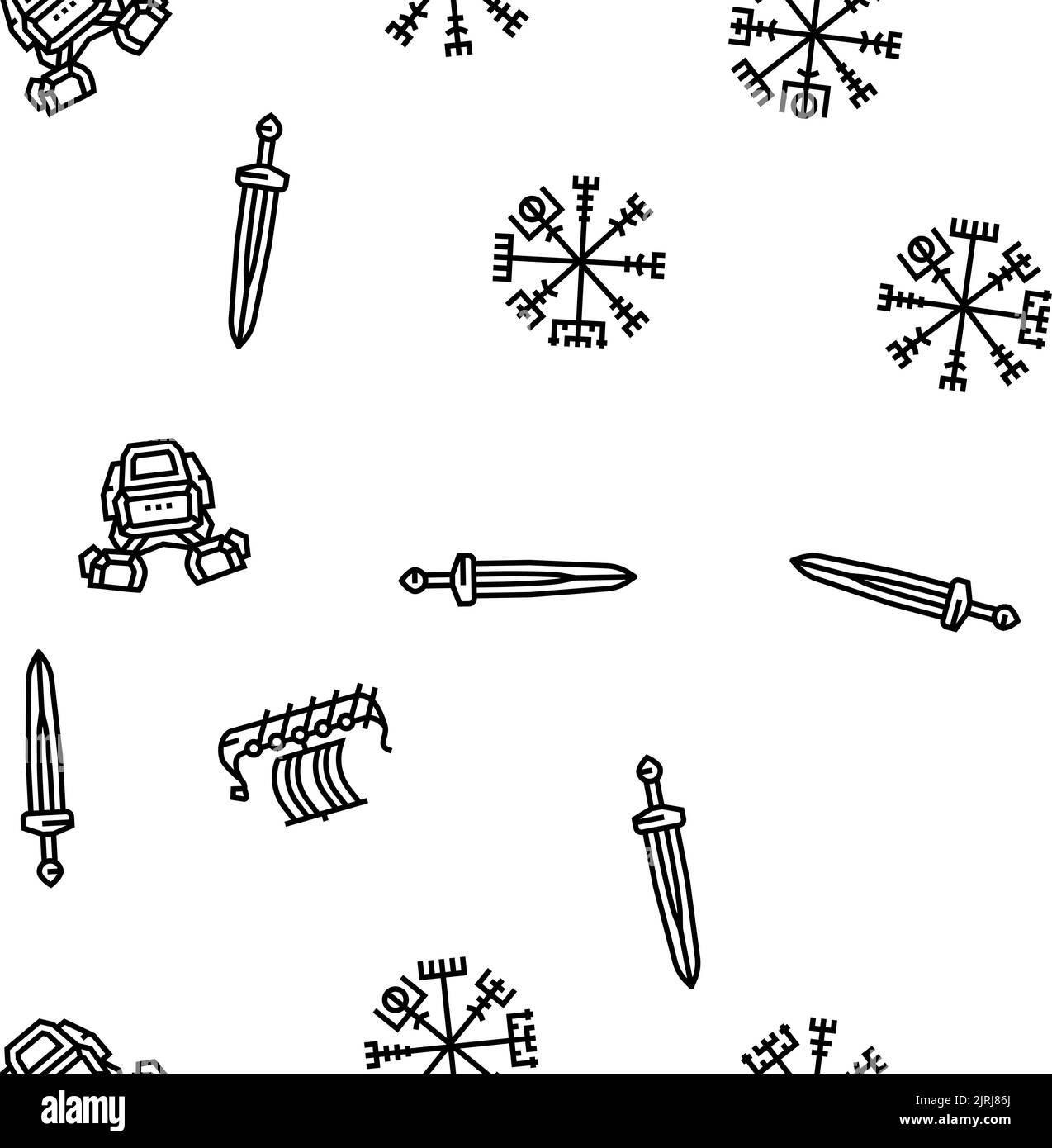 viking medieval norse helmet vector seamless pattern Stock Vector Image ...