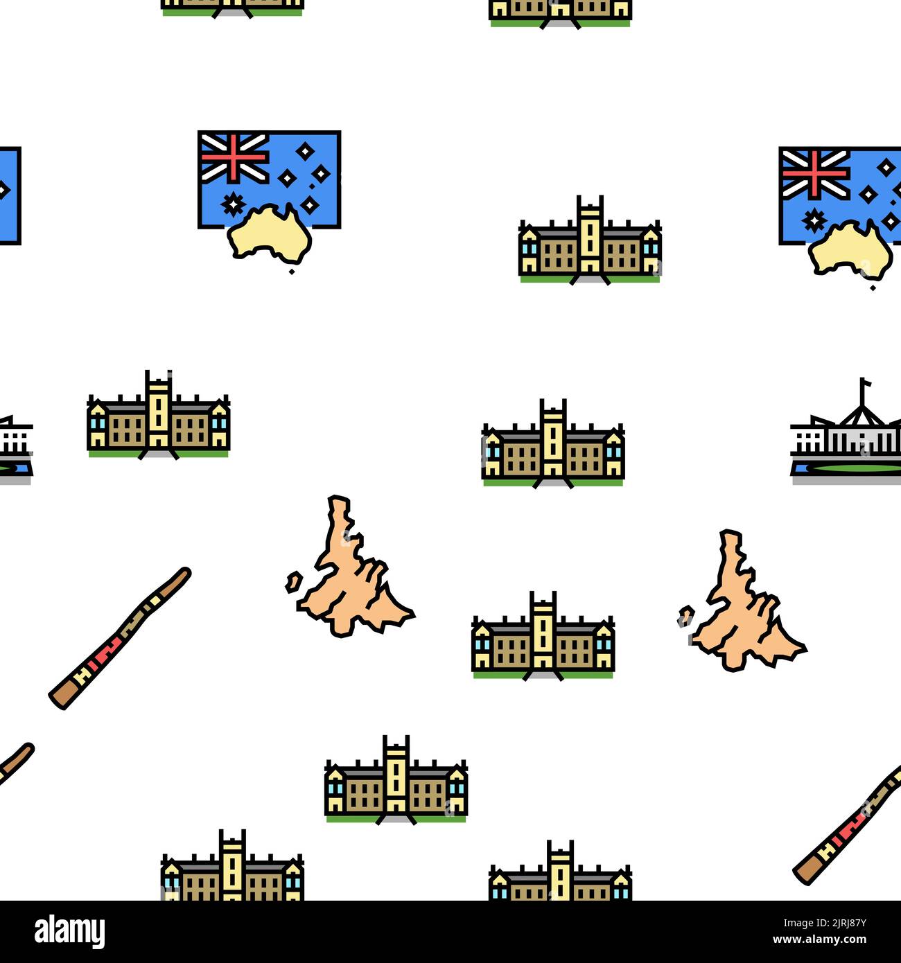 Australia Continent Landscape vector seamless pattern Stock Vector ...