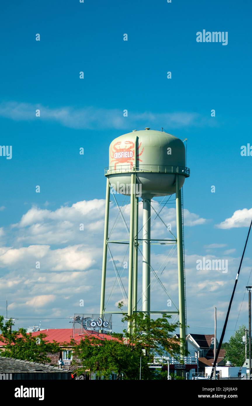 Smith Island Ferry Trip - Crisfield Water Tower Stock Photo - Alamy